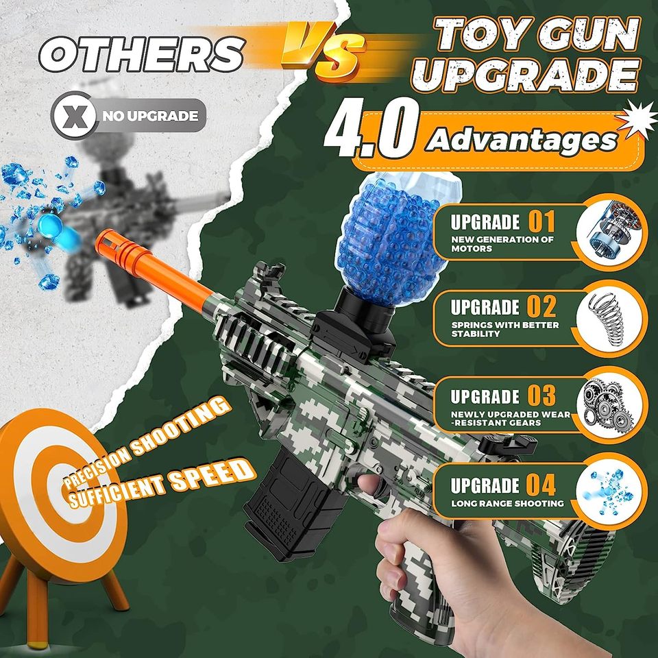 Mini M416 Gel Blaster Électrique avec 20000+ Perles d’Eau – Pistolet Orbeez