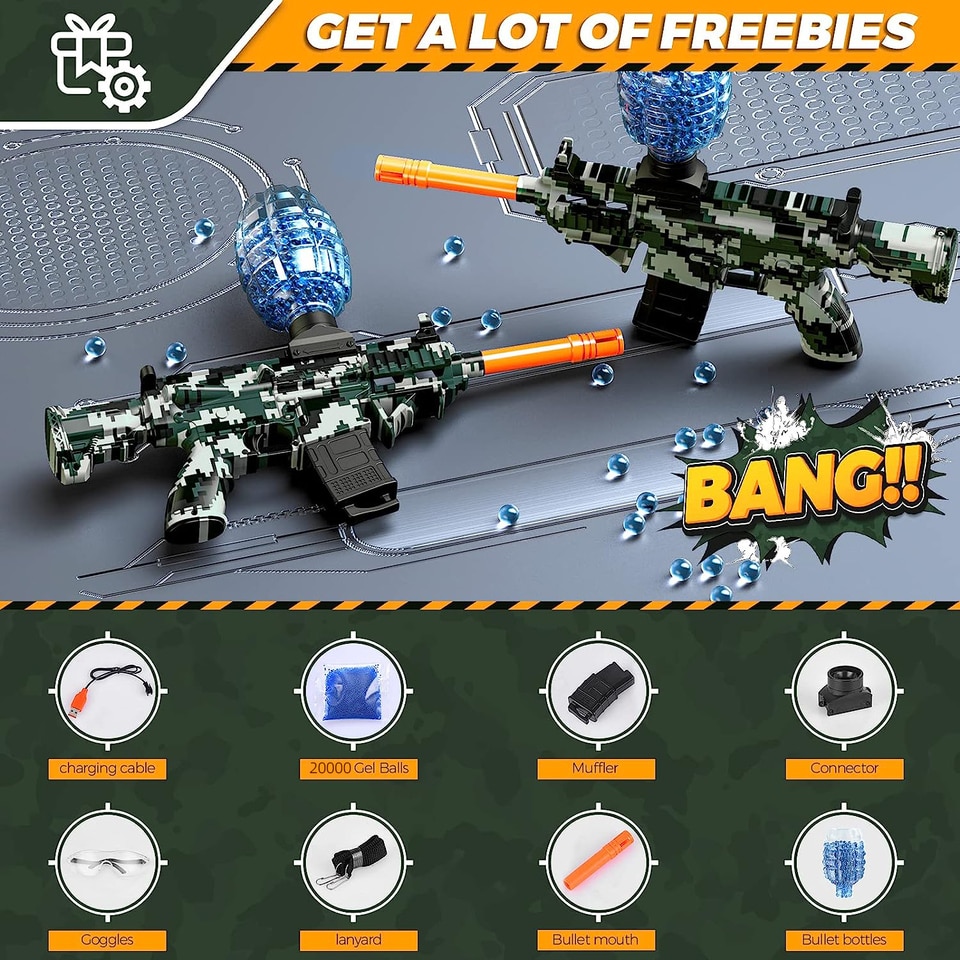 Mini M416 Gel Blaster Électrique avec 20000+ Perles d’Eau – Pistolet Orbeez