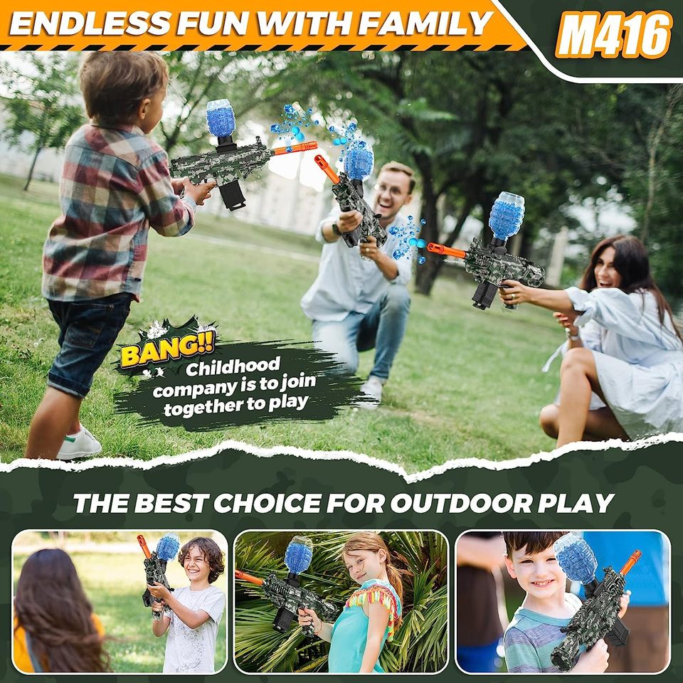 Mini M416 Gel Blaster Électrique avec 20000+ Perles d’Eau – Pistolet Orbeez