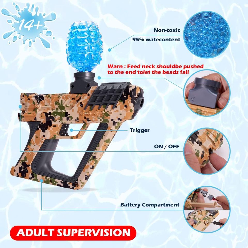 Pistolet à Orbeez automatique couleur camouflage avec 20000 billes d ...